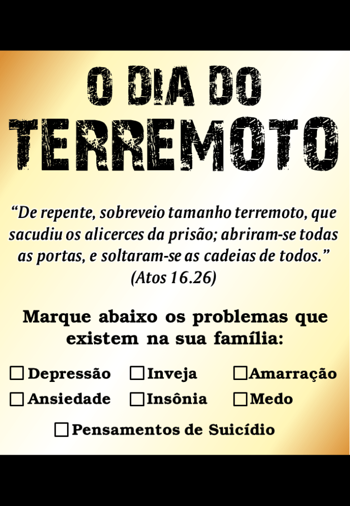 Folheto Do Dia Do Terremoto Canal Fé Forte